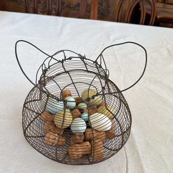 Wire Hen | Accents | Rustic Wire Basket With Multicolor Accents | Poshmark